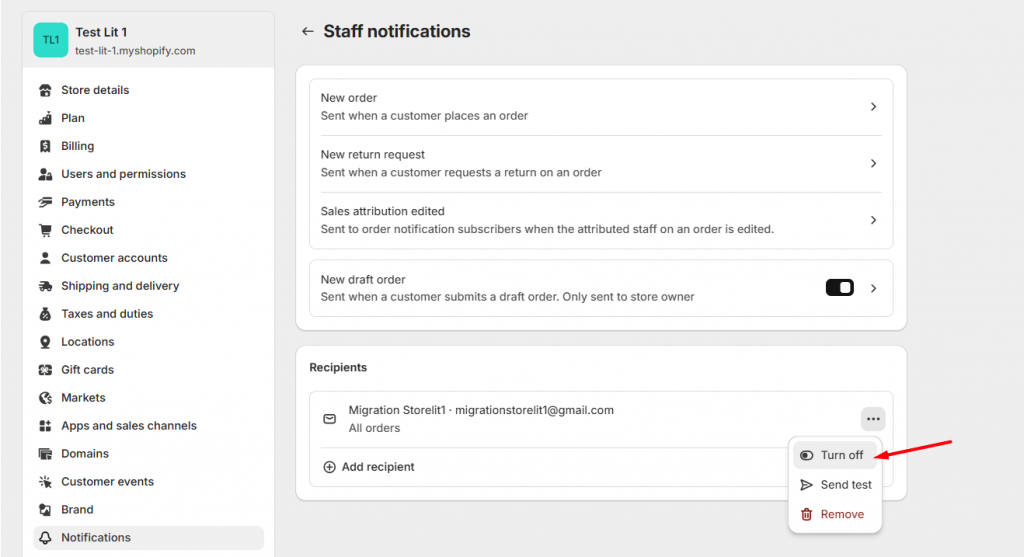 How to disable notifications of new orders on Shopify? - LitExtension FAQs