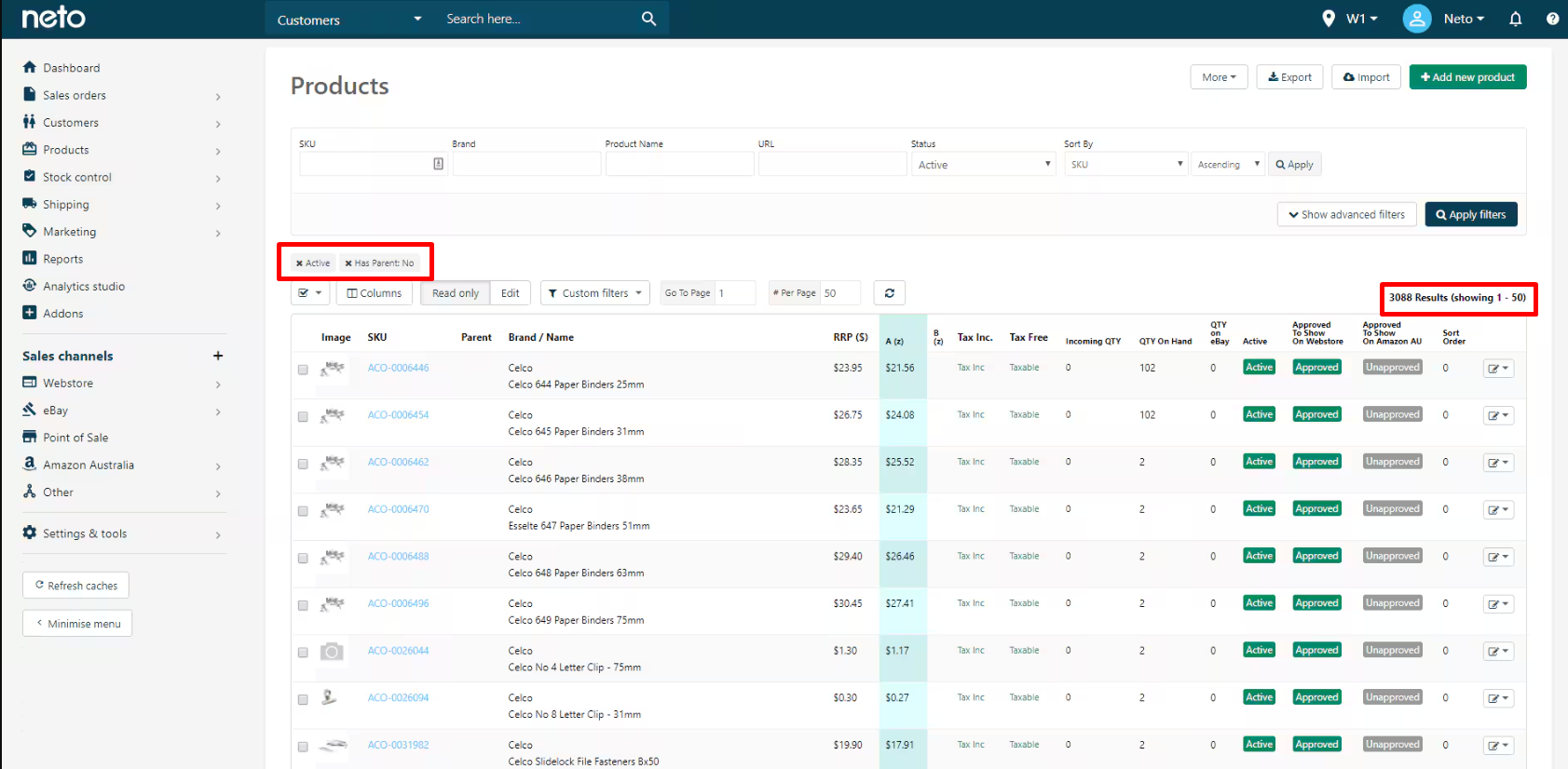 How to check the number of entities on Neto | LitExtension