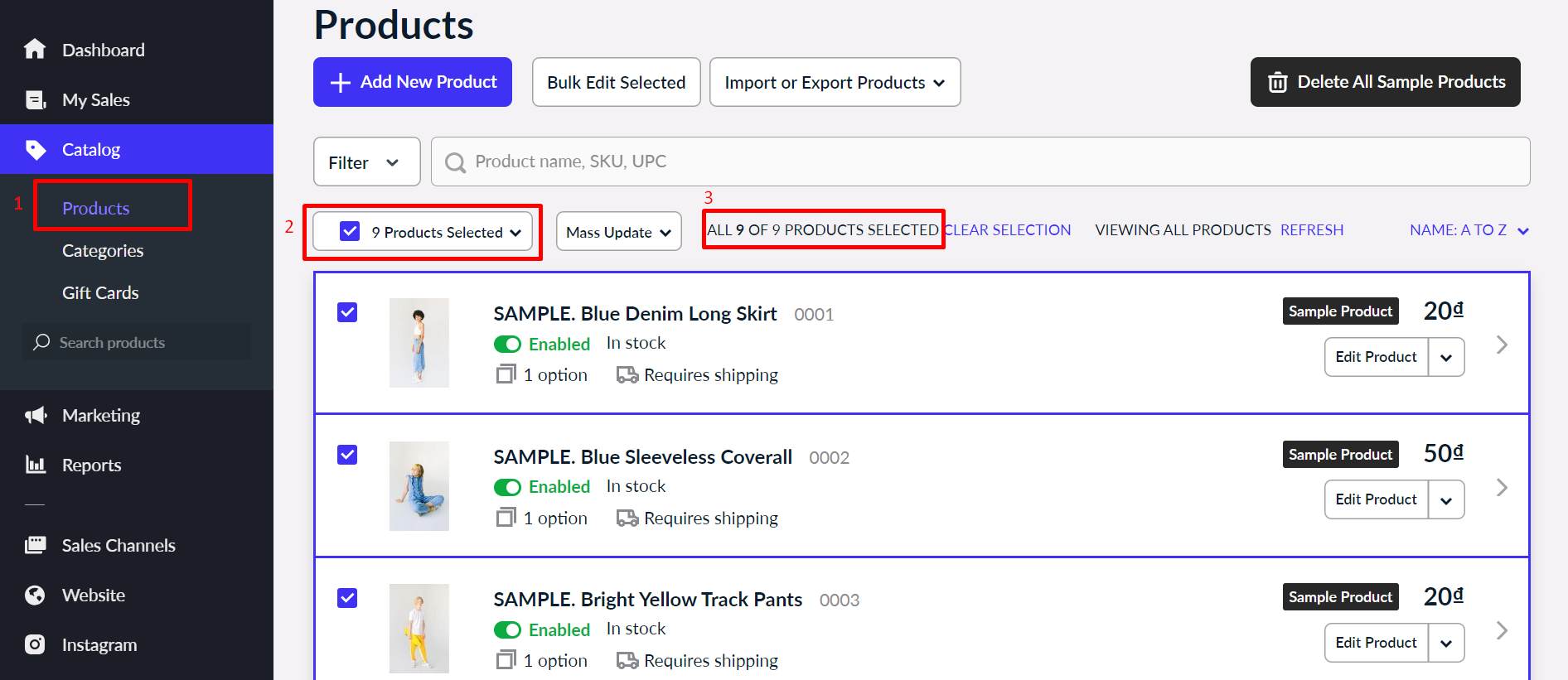 Step-by-step guide to checking entity numbers in Ecwid